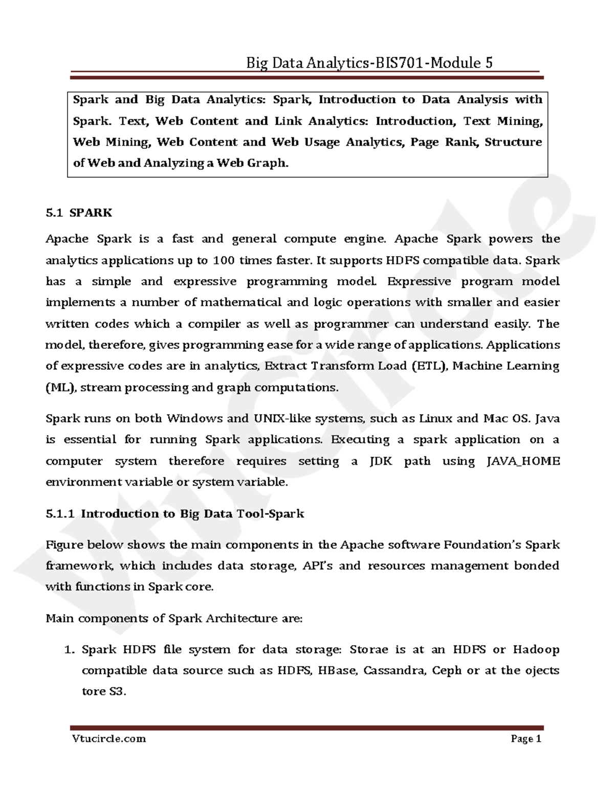 BIS701 Module 5: Introduction to Spark and Big Data Analytics - Studocu