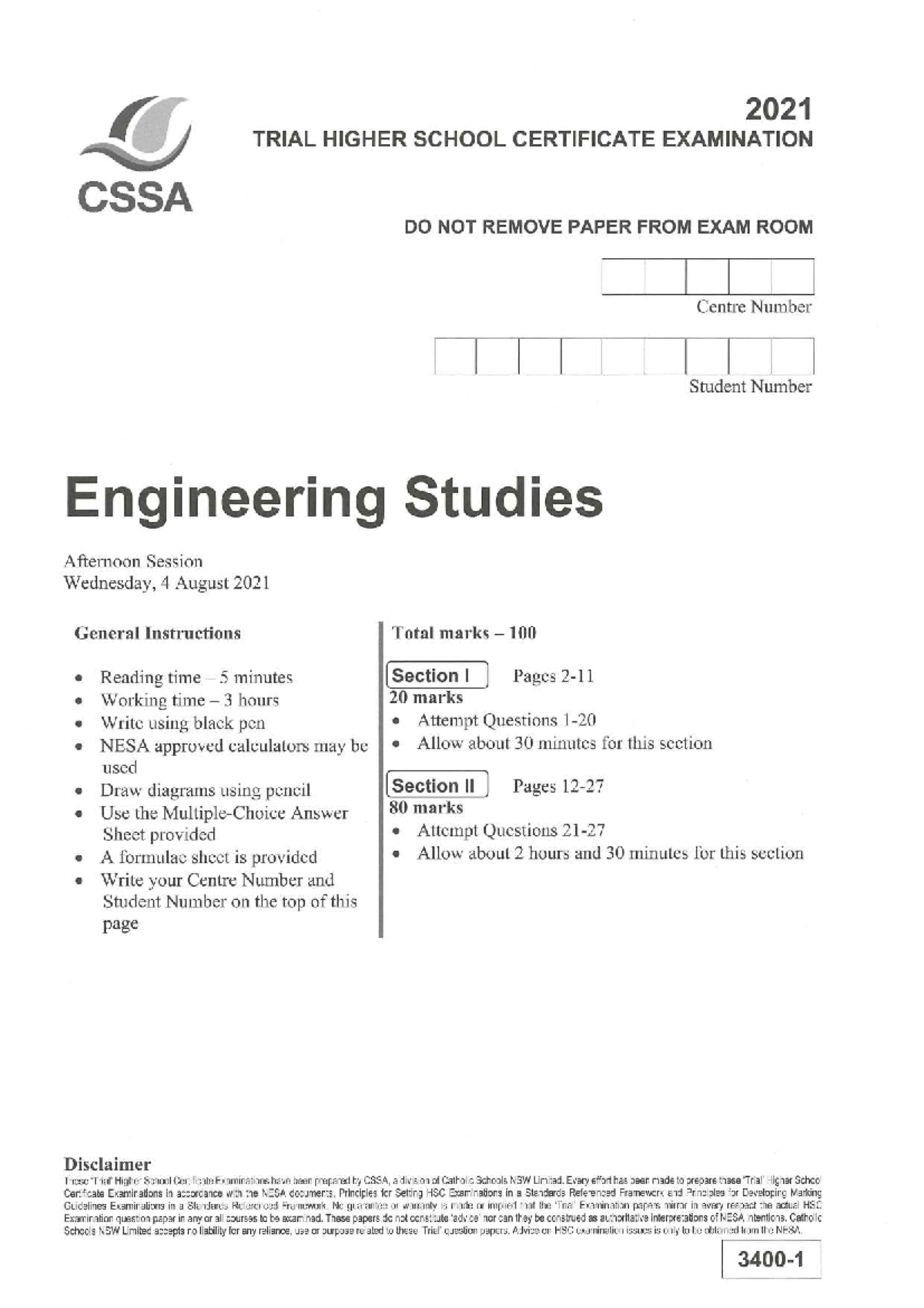 CSSA Engineering Studies HSC Trial Exam 2021: Complete Guide and ...