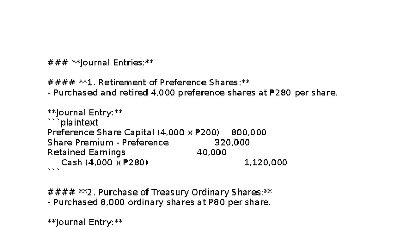 Accounting Entries for Preference and Ordinary Shares Transactions ...