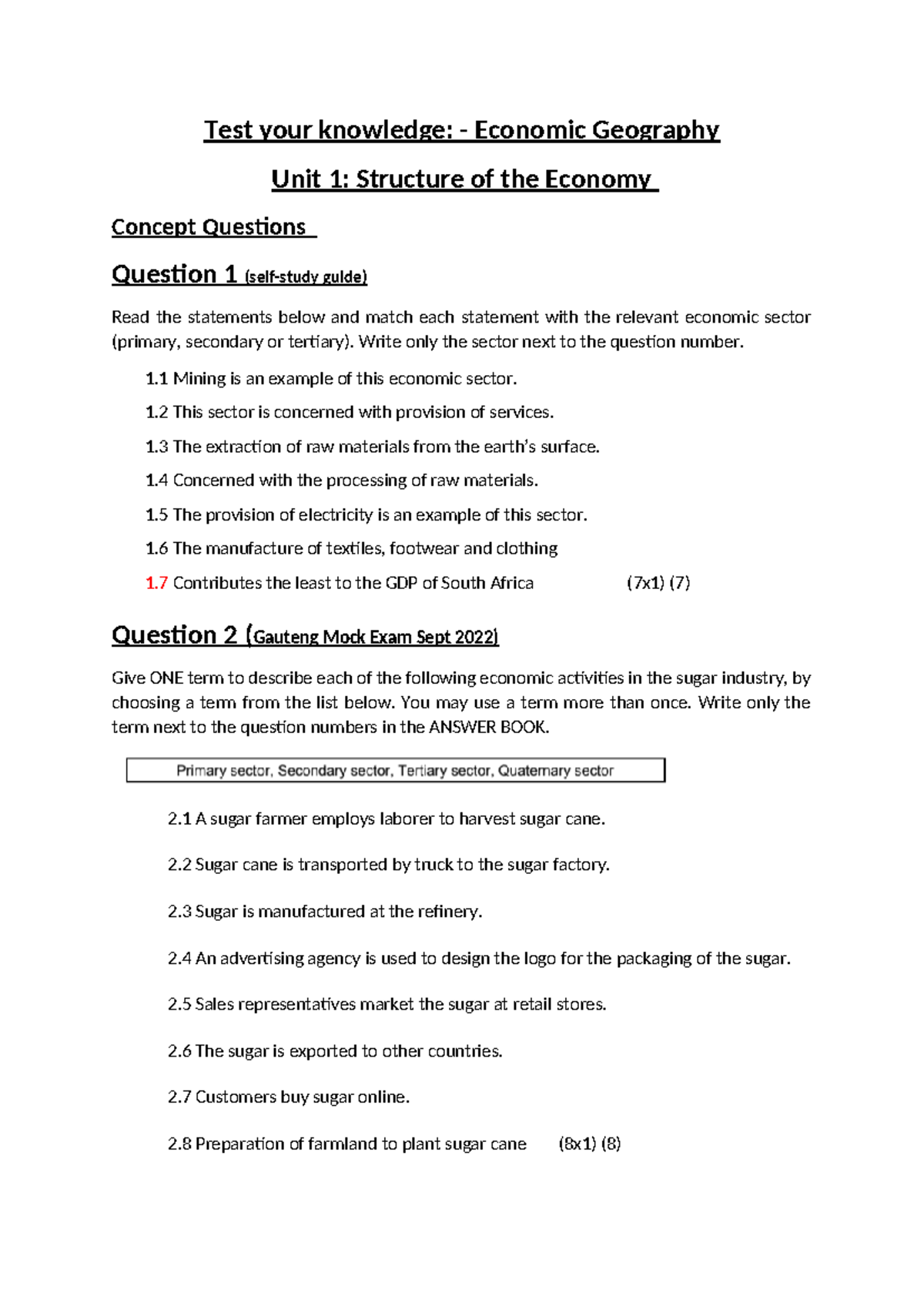 Test Your Knowledge: Economic Geography Unit 1 Concept Questions Guide ...