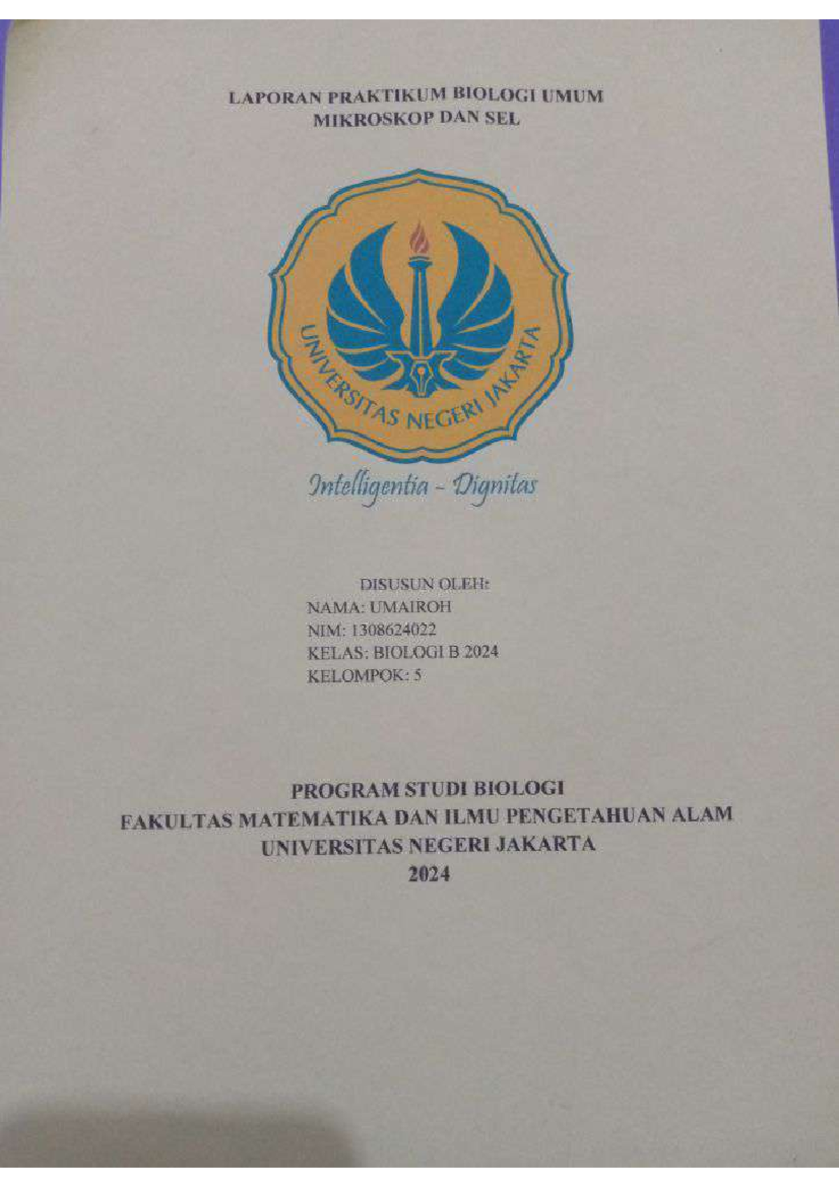 Laporan Praktikum Mikroskop dalam Biologi Umum (BIO-B 2024) - Studocu