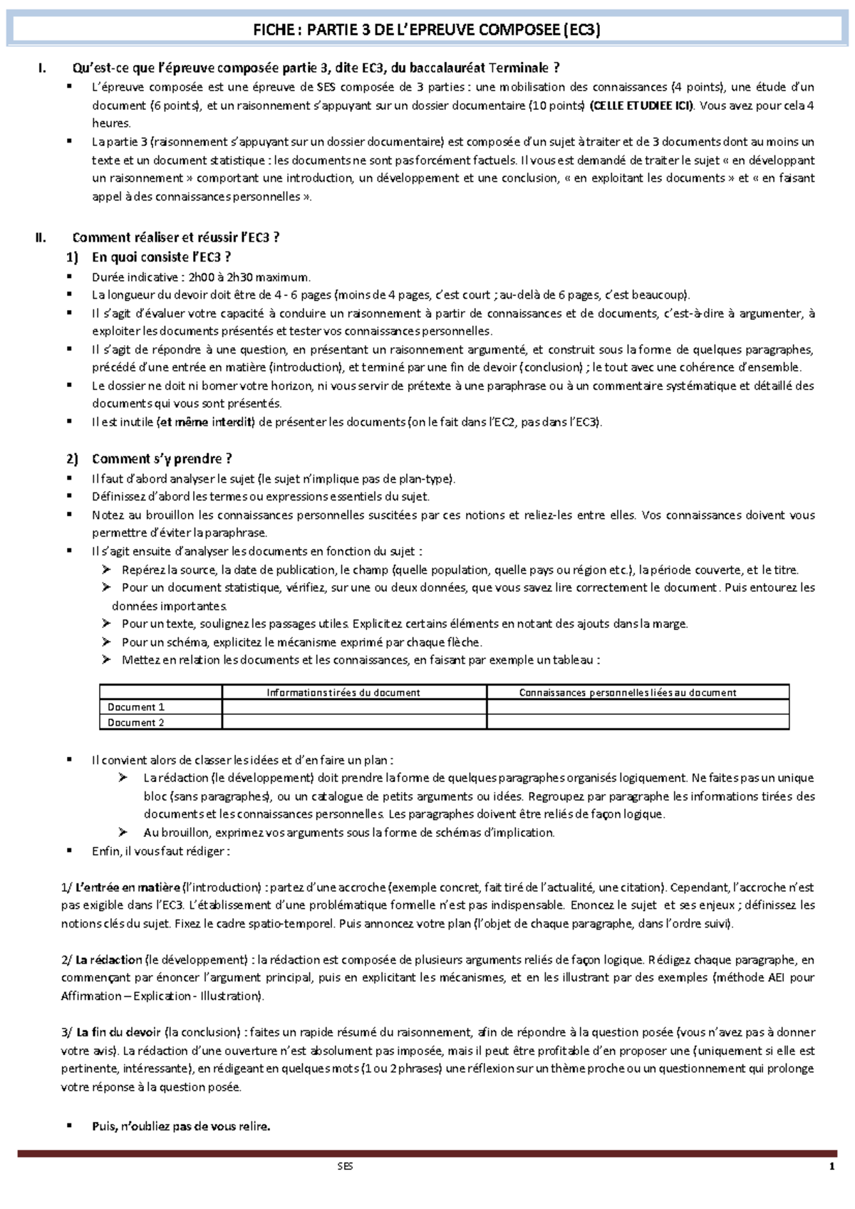 Fiche EC3 - Méthodologie pour la Partie 3 de l'Épreuve Composée - Studocu