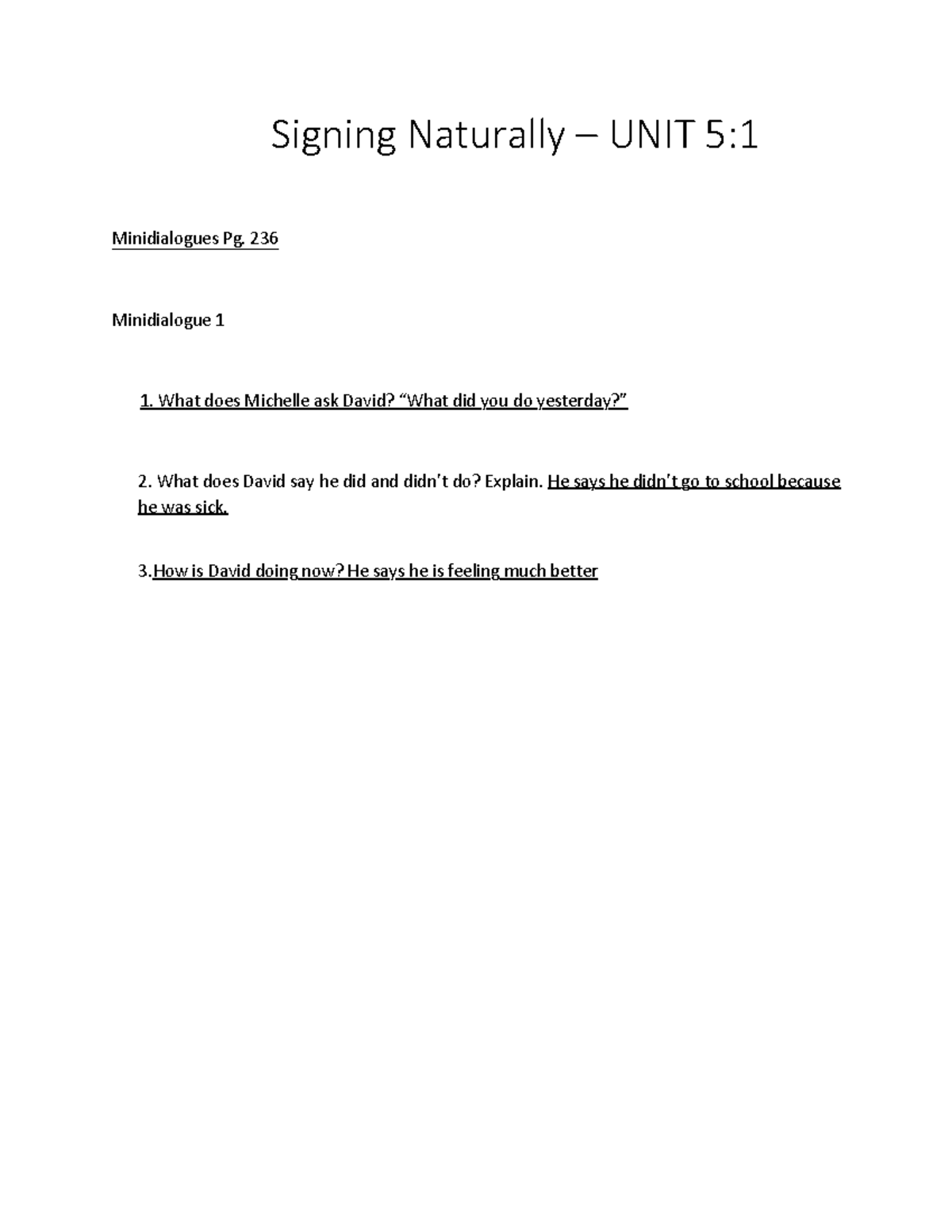 ASL 5 Homework – Signing Naturally Unit 5 Minidialogue Answers - Studocu