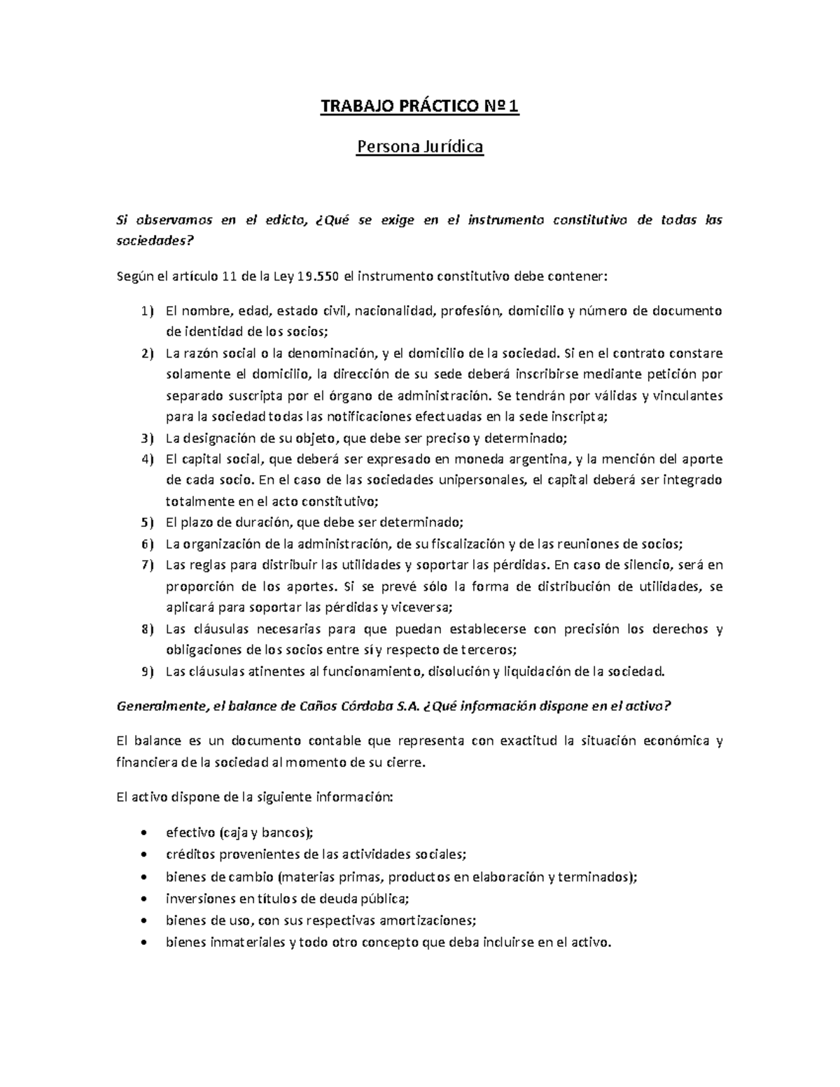 TP 1 - Persona Juridica - APROBADO - TRABAJO PRÁCTICO Nº 1 Persona ...