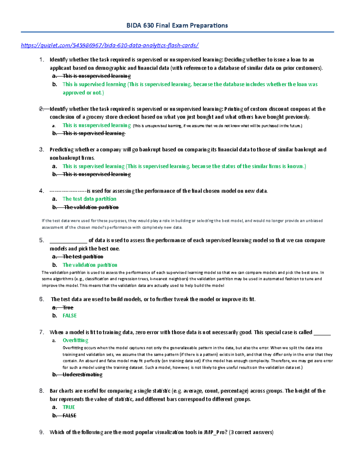 BIDA 630 Final Exam Study Guide: Key Concepts and Questions - Studocu
