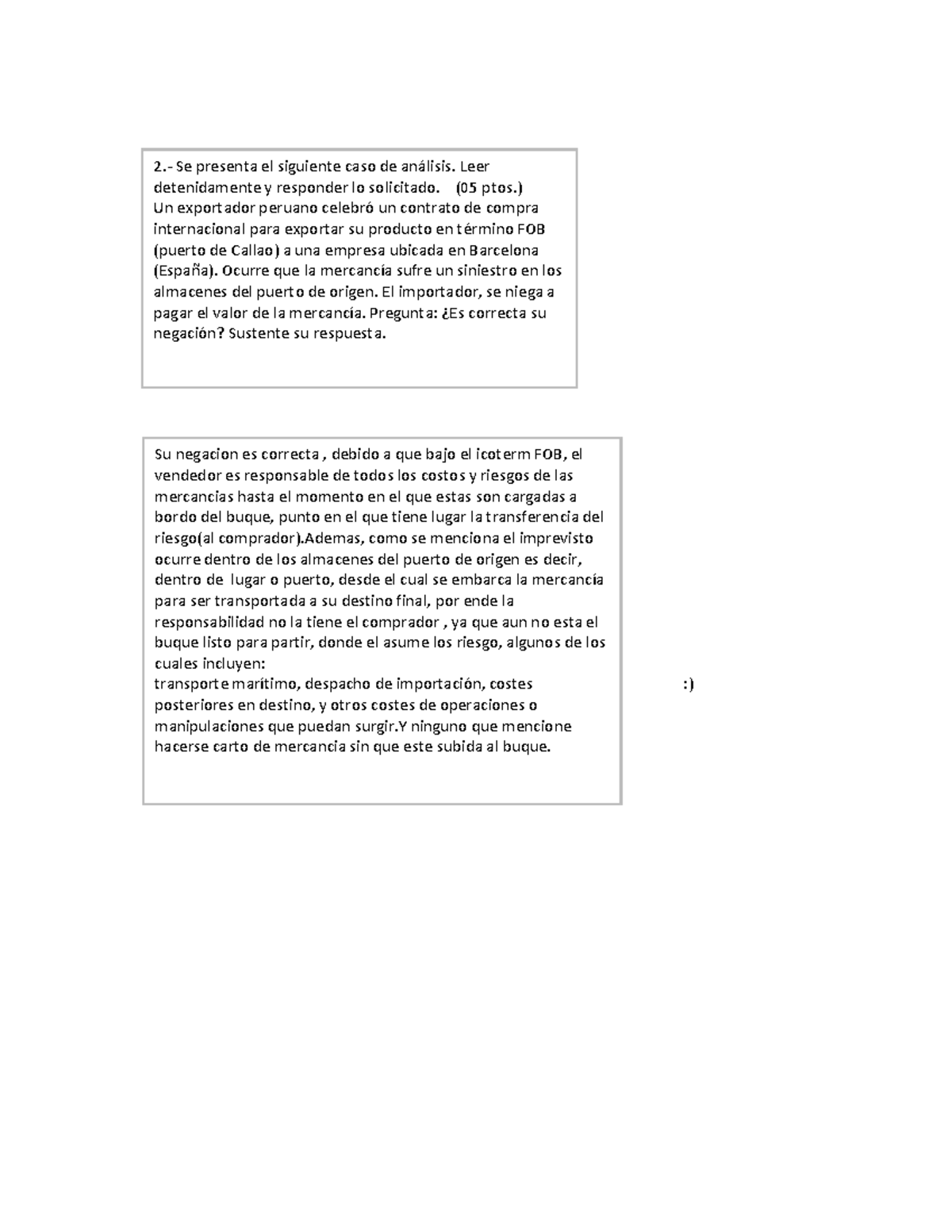 Examen T1: Análisis de Caso sobre FOB y Responsabilidad del Vendedor ...