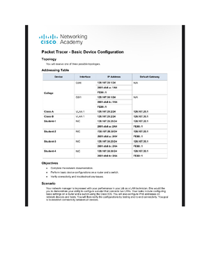 11.10.1 Packet Tracer - Design and Implement a VLSM Addressing Scheme - Packet Tracer - Design ...