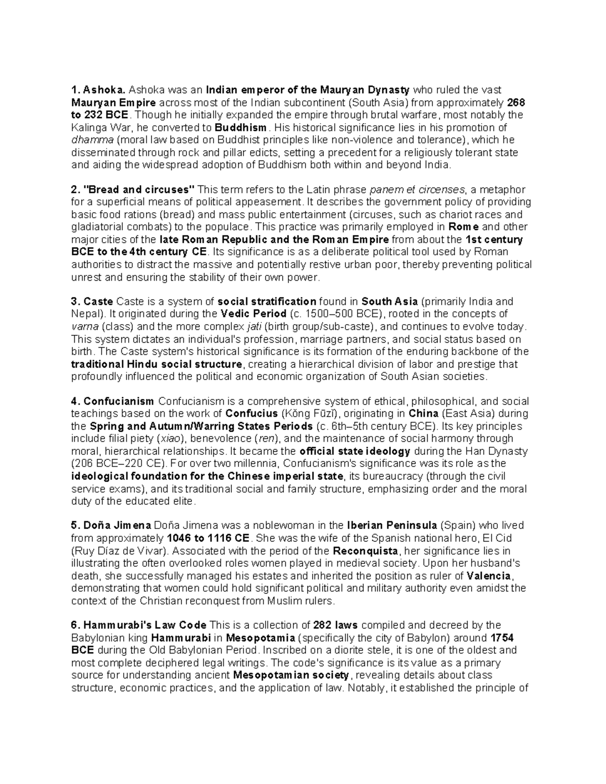 Emergence of Civilization and Political Legacies: Case Studies (HIST ...