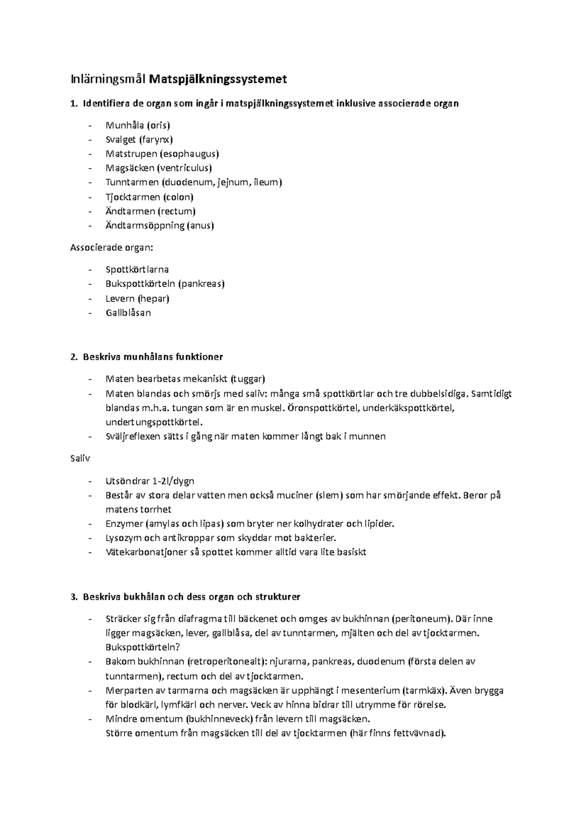 Mag- och tarmsystemet, metabolaprocesser, patofysiologi och ...