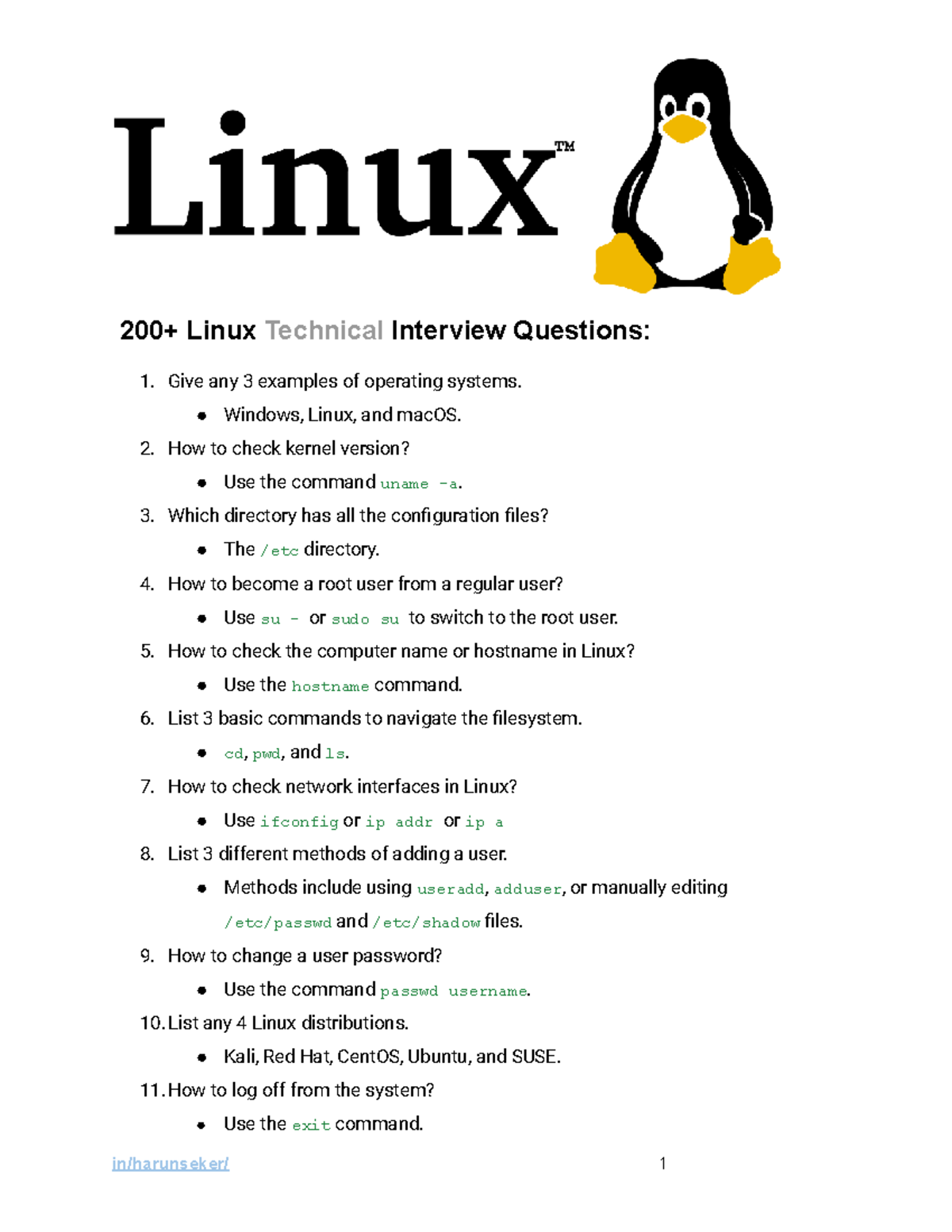 200+ Linux Technical Interview Questions for Technical Interviews - Studocu