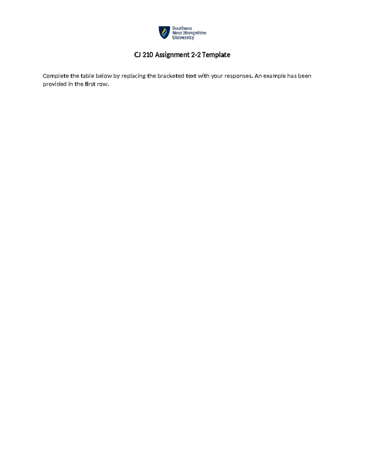 CJ 210 Module Two Assignment - CJ 210 Assignment 2-2 Template Complete ...