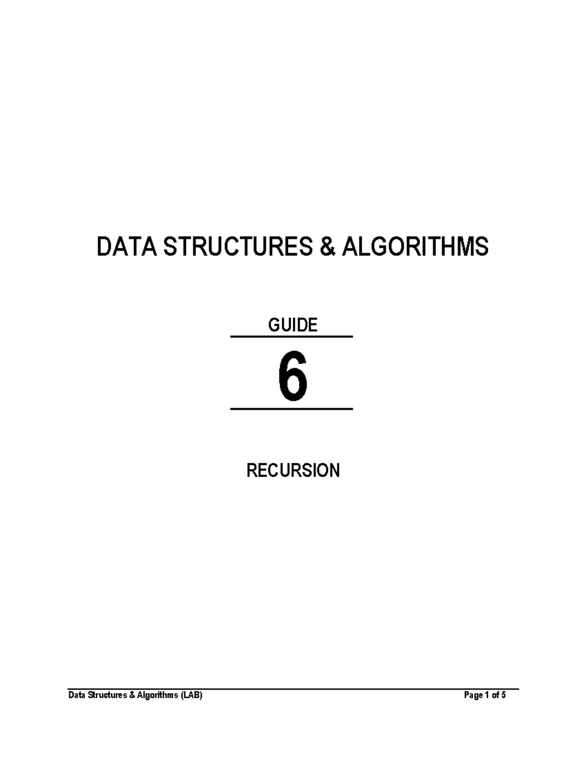 Module 6 - Recursion Guide for Data Structures & Algorithms - Studocu
