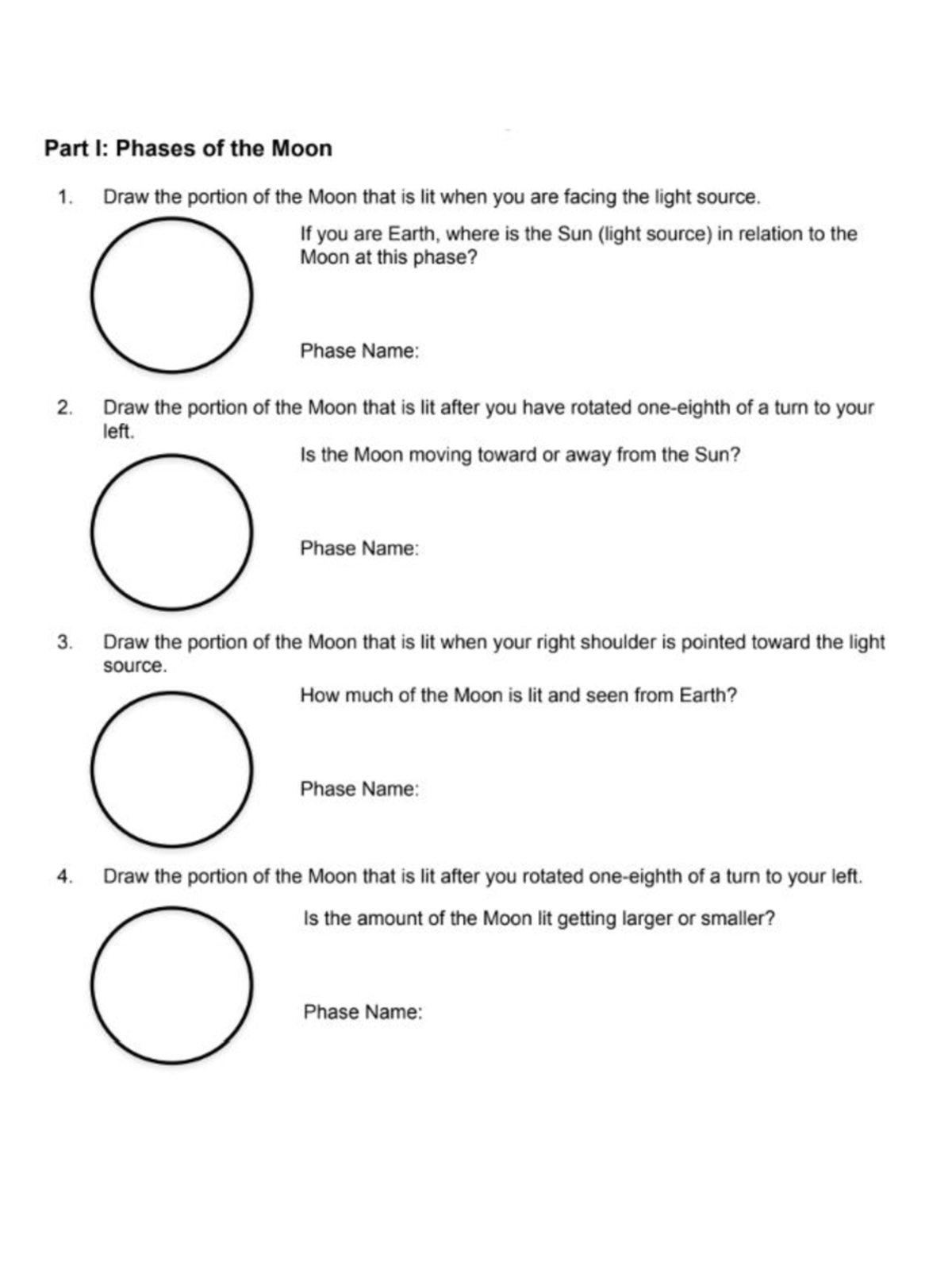 Jeanette Jaramillo - Lunar Cycle Activity - Part I: Phases of the Moon ...