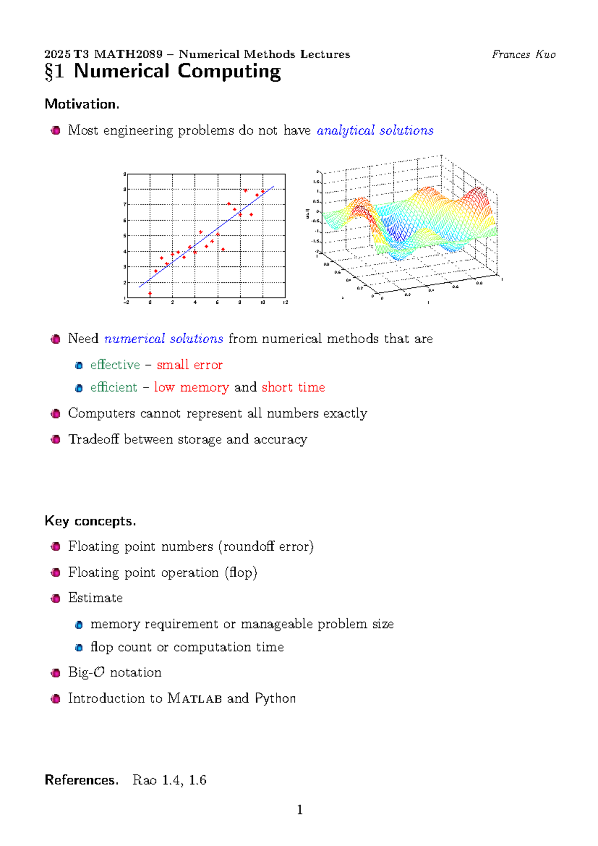 MATH2089 Numerical Methods Lectures: Key Concepts and Applications ...