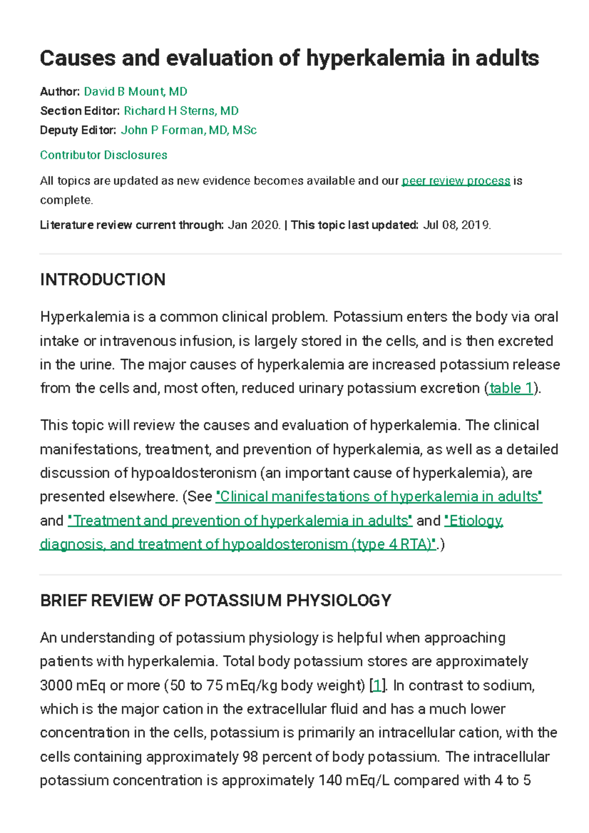 HIPERKALEMIA MANEJO - Causes and evaluation of hyperkalemia in adults ...
