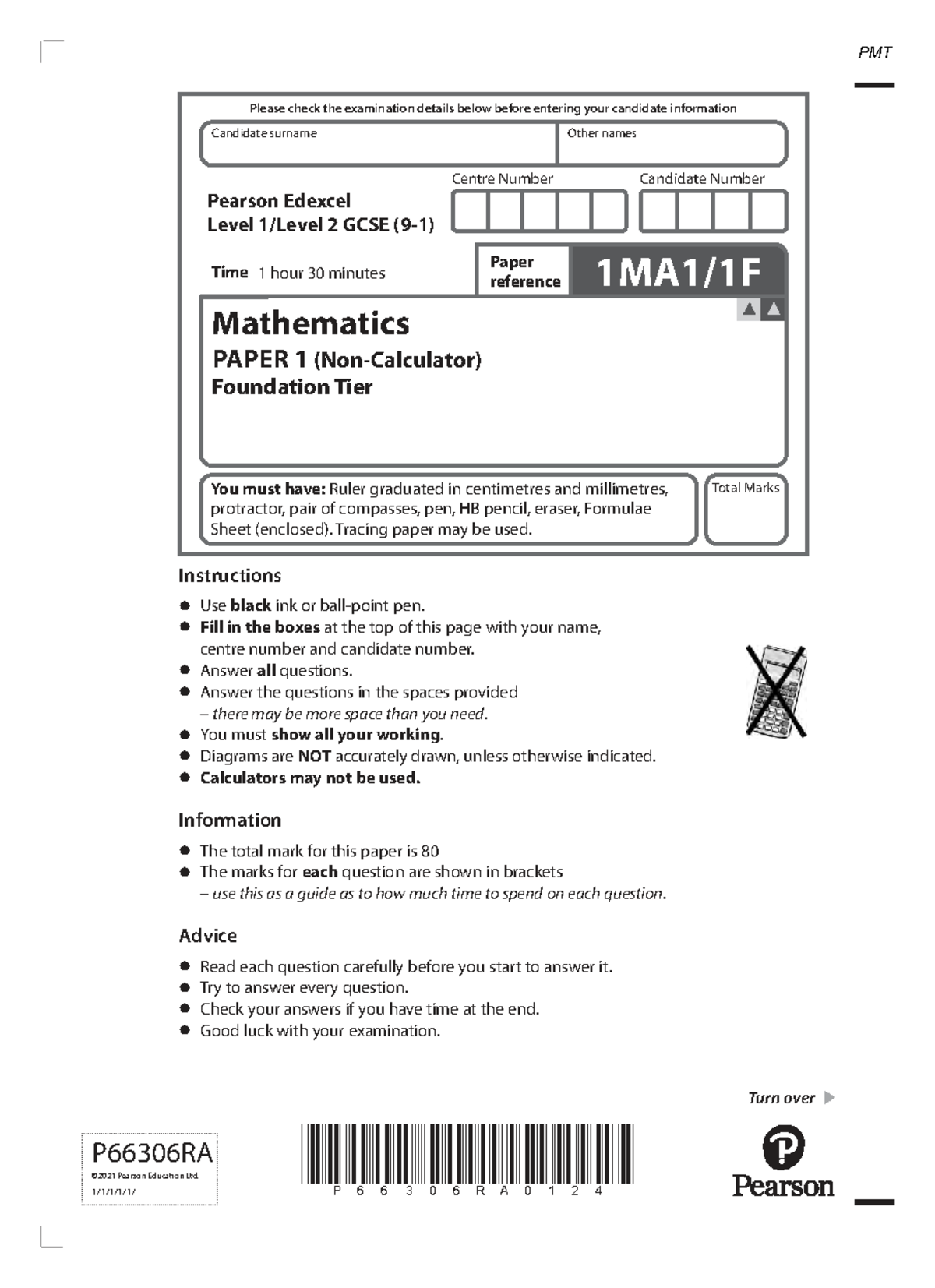 June 2022 Mathematics Paper 1 Foundation Tier - Past Exam QP - Studocu
