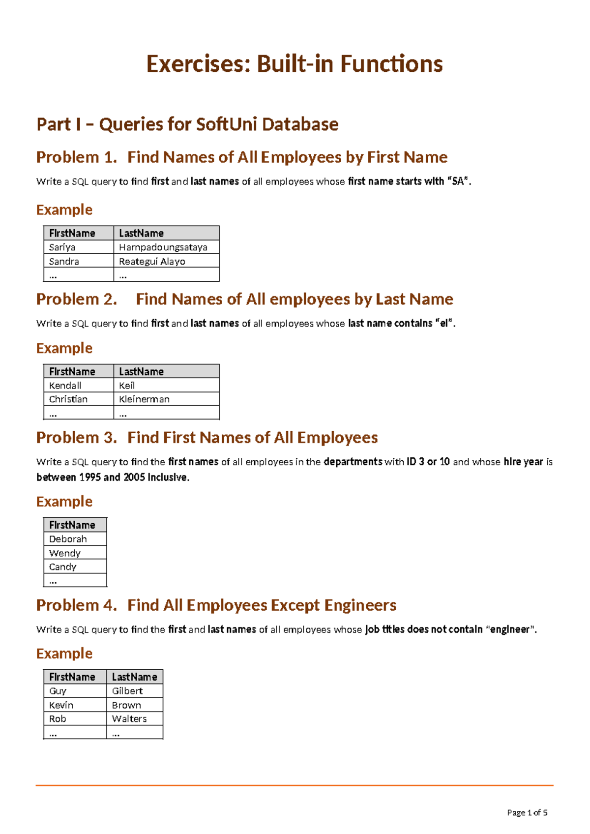 Exercises: SQL Queries for SoftUni DB (DB-Basics) - Studocu