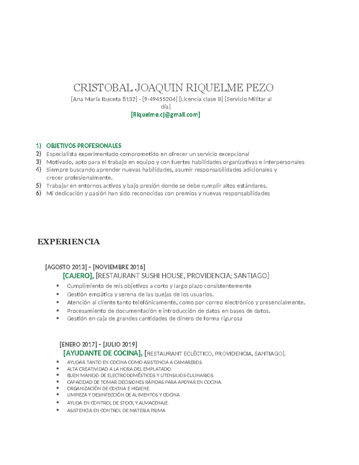 C. Vitae Actualizado CRIS - CRISTOBAL JOAQUIN RIQUELME PEZO [Ana María ...