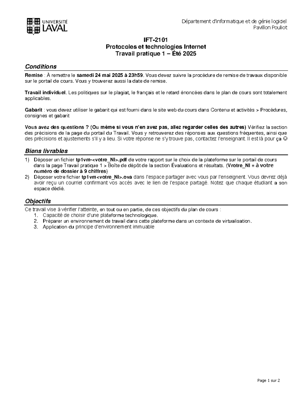 TP1 - Protocoles et Technologies Internet - Rapport Été 2025 - Studocu