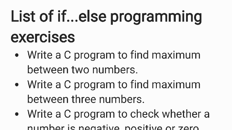 C Programming Exercises: If-Else Statements and Conditions - Studocu