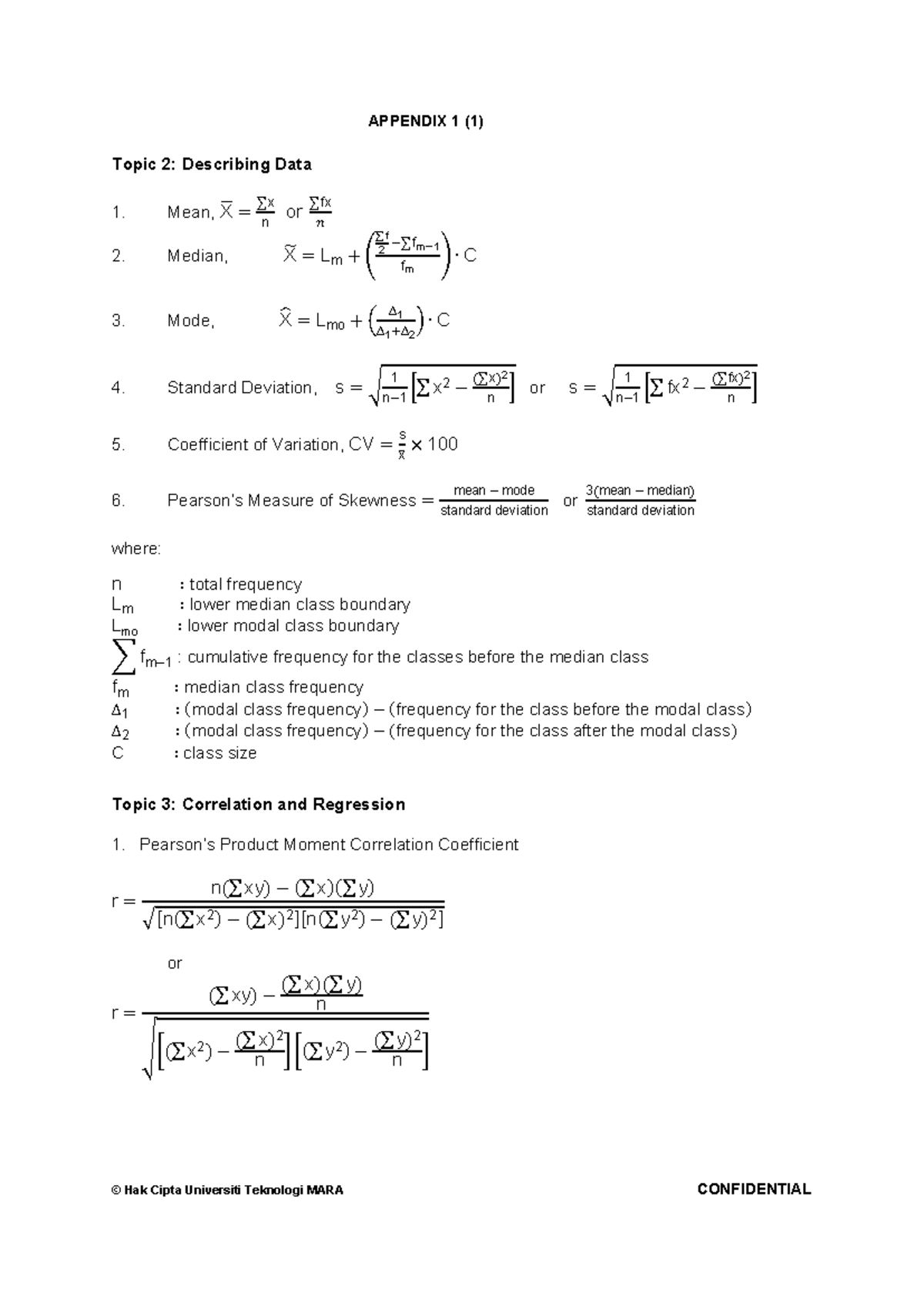 NEW Appendix STA104 - FORMULA - APPENDIX 1 ( 1 ) © Hak Cipta Universiti ...