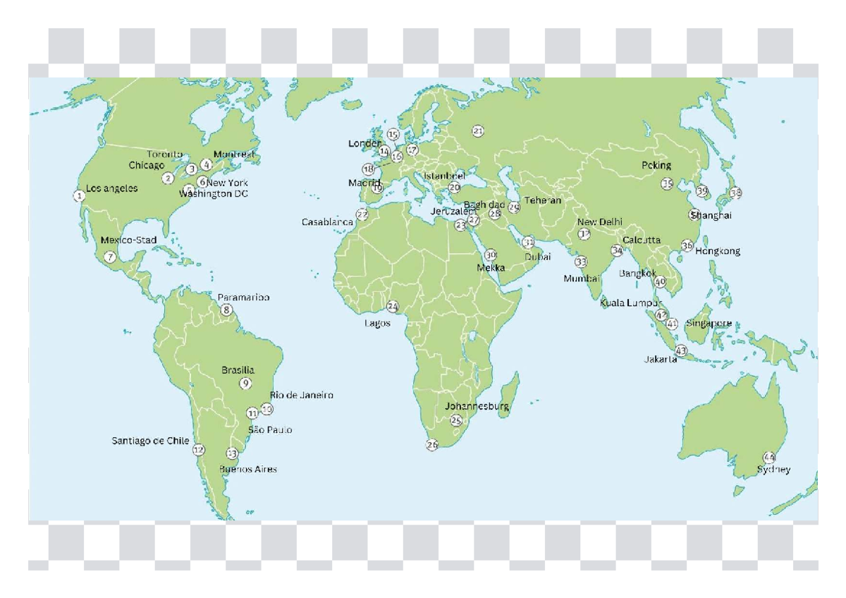 Geography Study: Major Cities and Their Codes (15 21) - Studeersnel