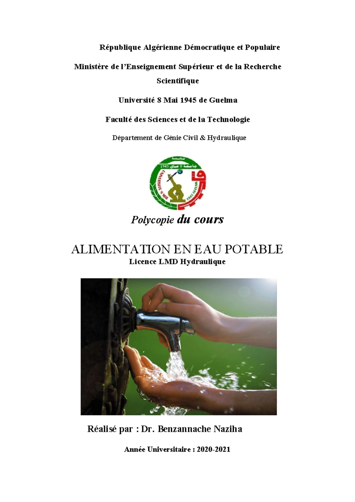 Cours AEP - Module d'alimentation en eau potable (AEP) + exercices d'application - COURS - Studocu