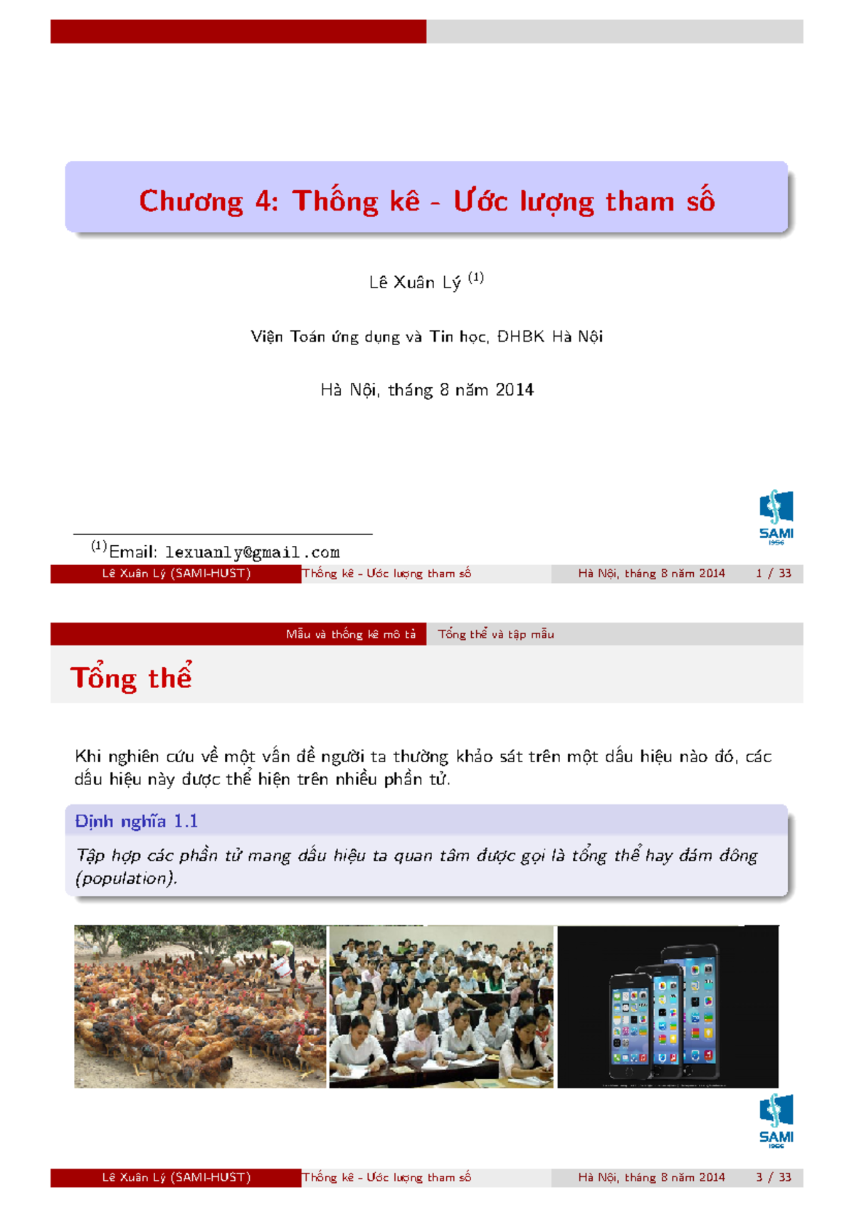 Chương 4: Thống kê Ước lượng tham số - Lê Xuân Lý (SAMI-HUST) - Studocu