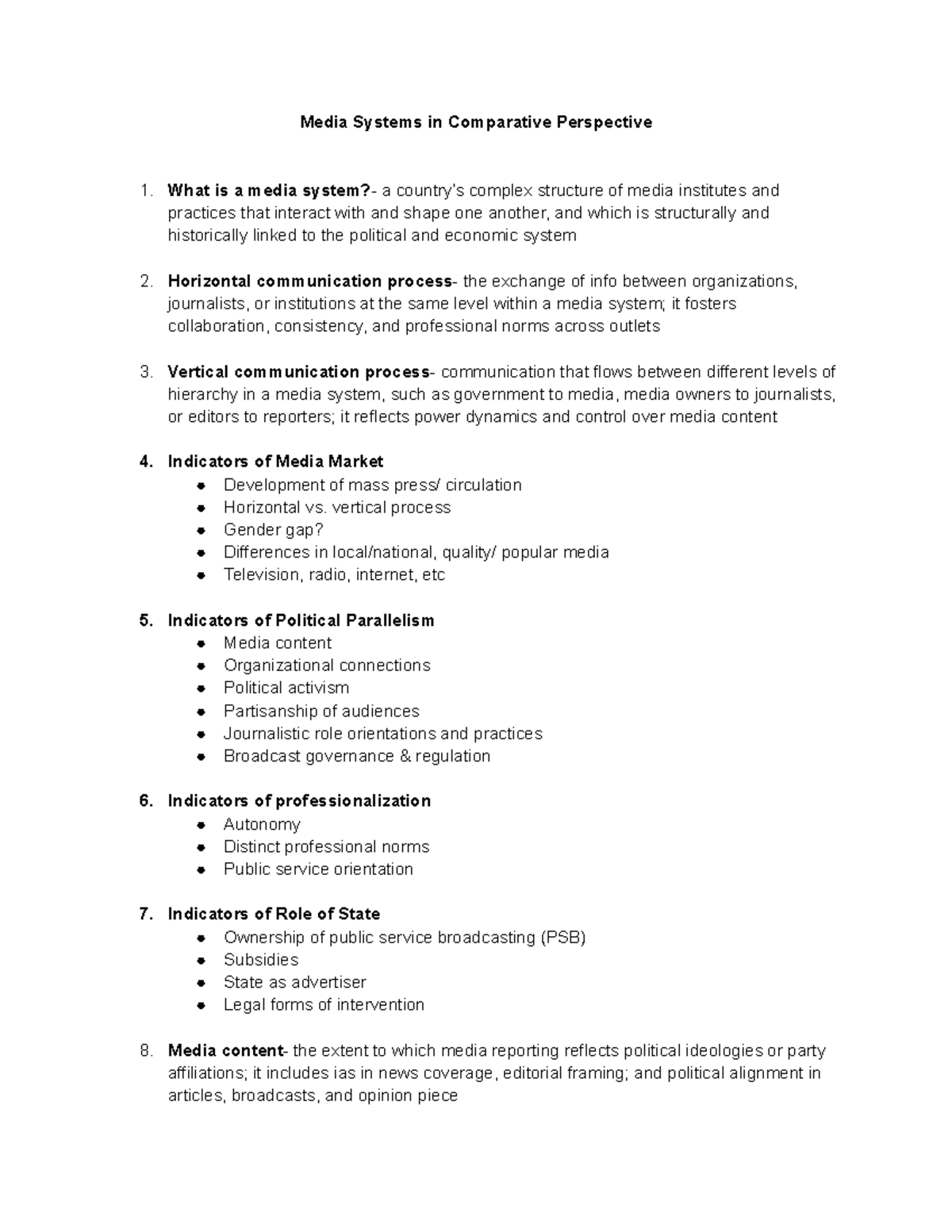 Media Systems in Comparative Perspective: Analysis and Indicators ...