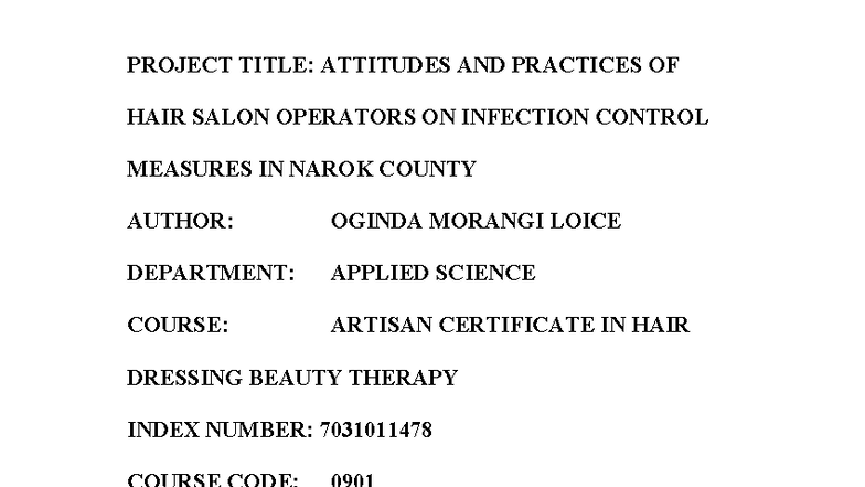 0901 Project: Attitudes & Practices of Hair Salon Operators on ...