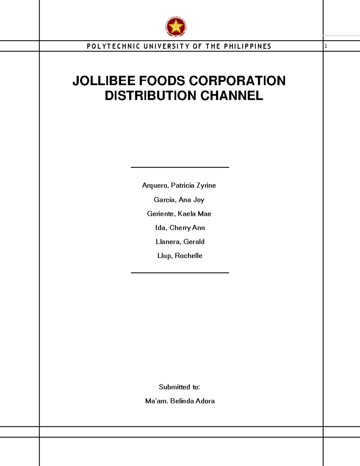 Final Project IN Distribution Management of Jollibee Foods Corp - Studocu