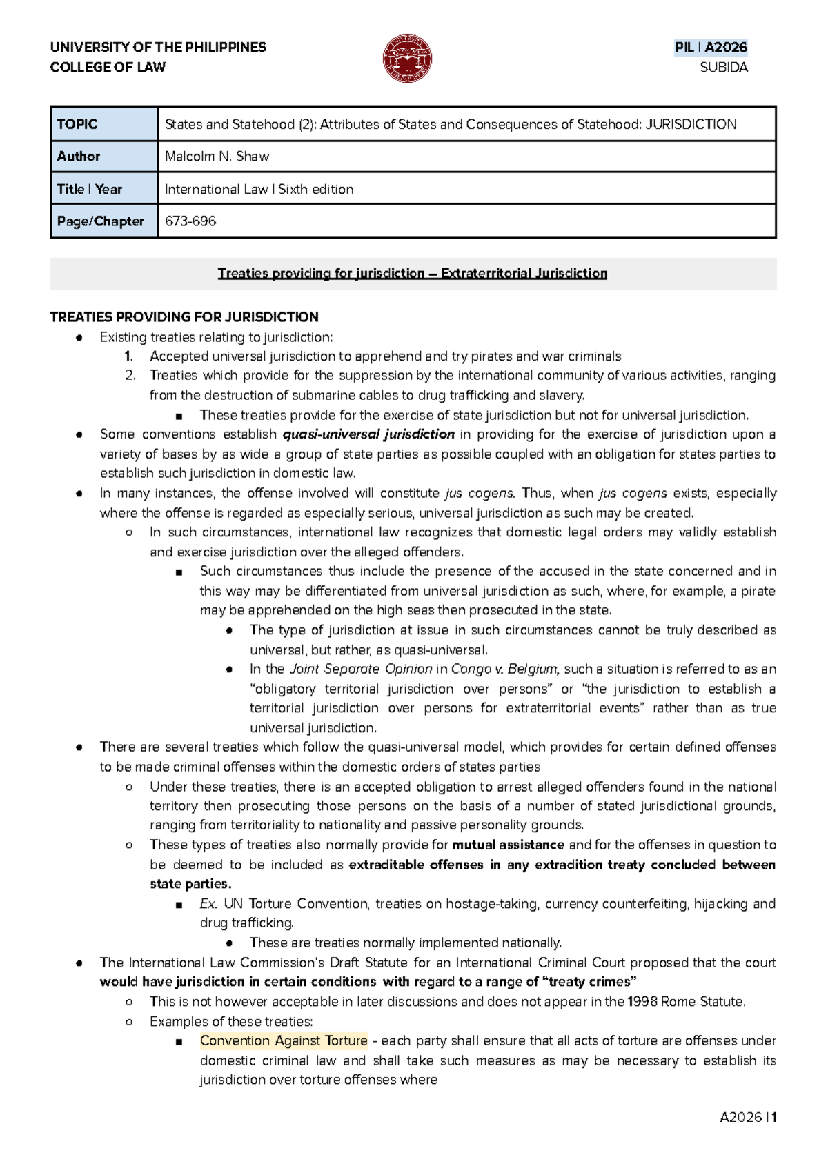 Extraterritorial Jurisdiction in Treaties: A Comprehensive Overview ...