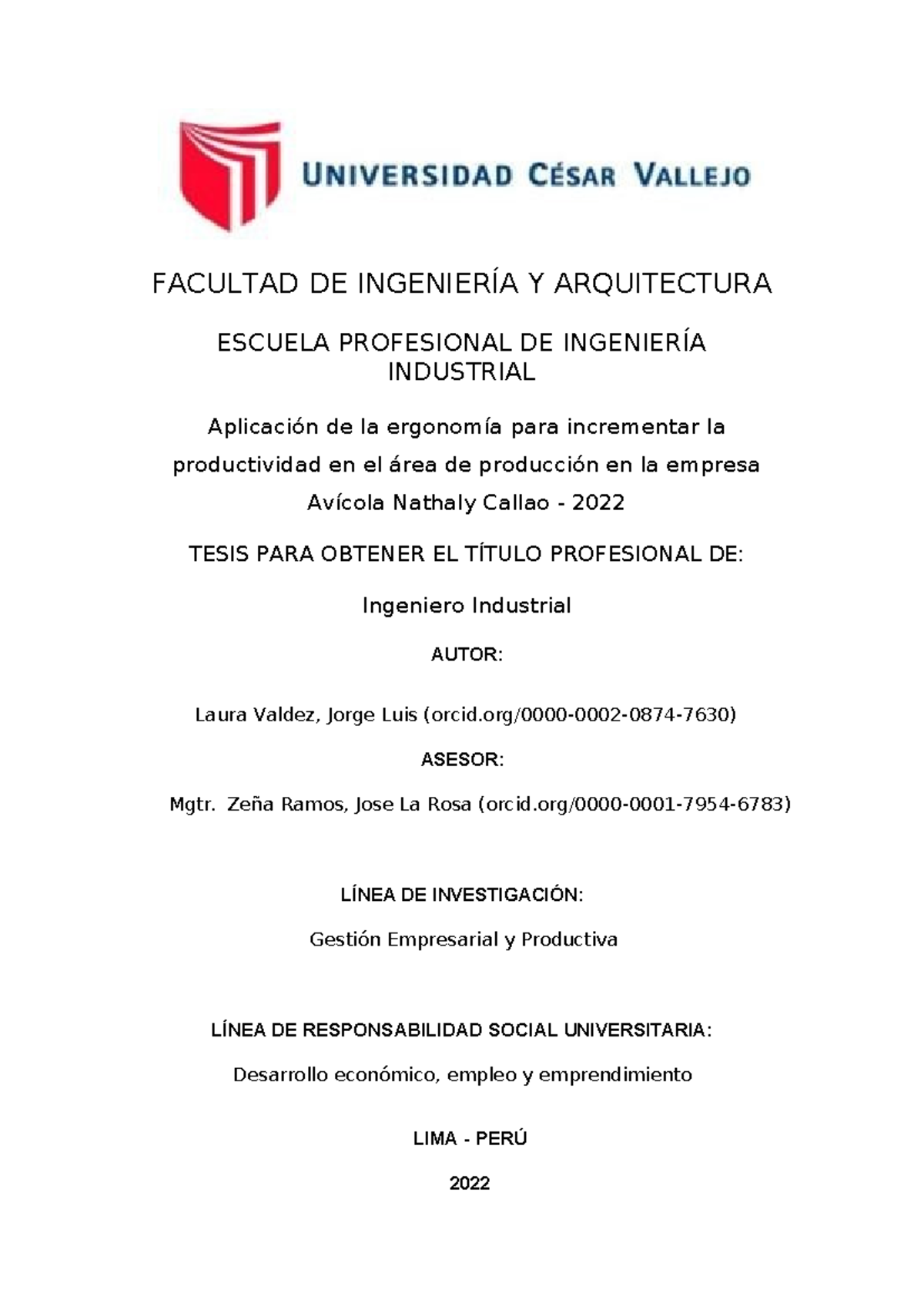 Tesis de Ergonomía para Aumentar Productividad en Avícola Nathaly 2022 ...