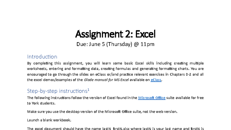 25s Assignment 2: Excel Skills and Data Analysis Instructions - Studocu
