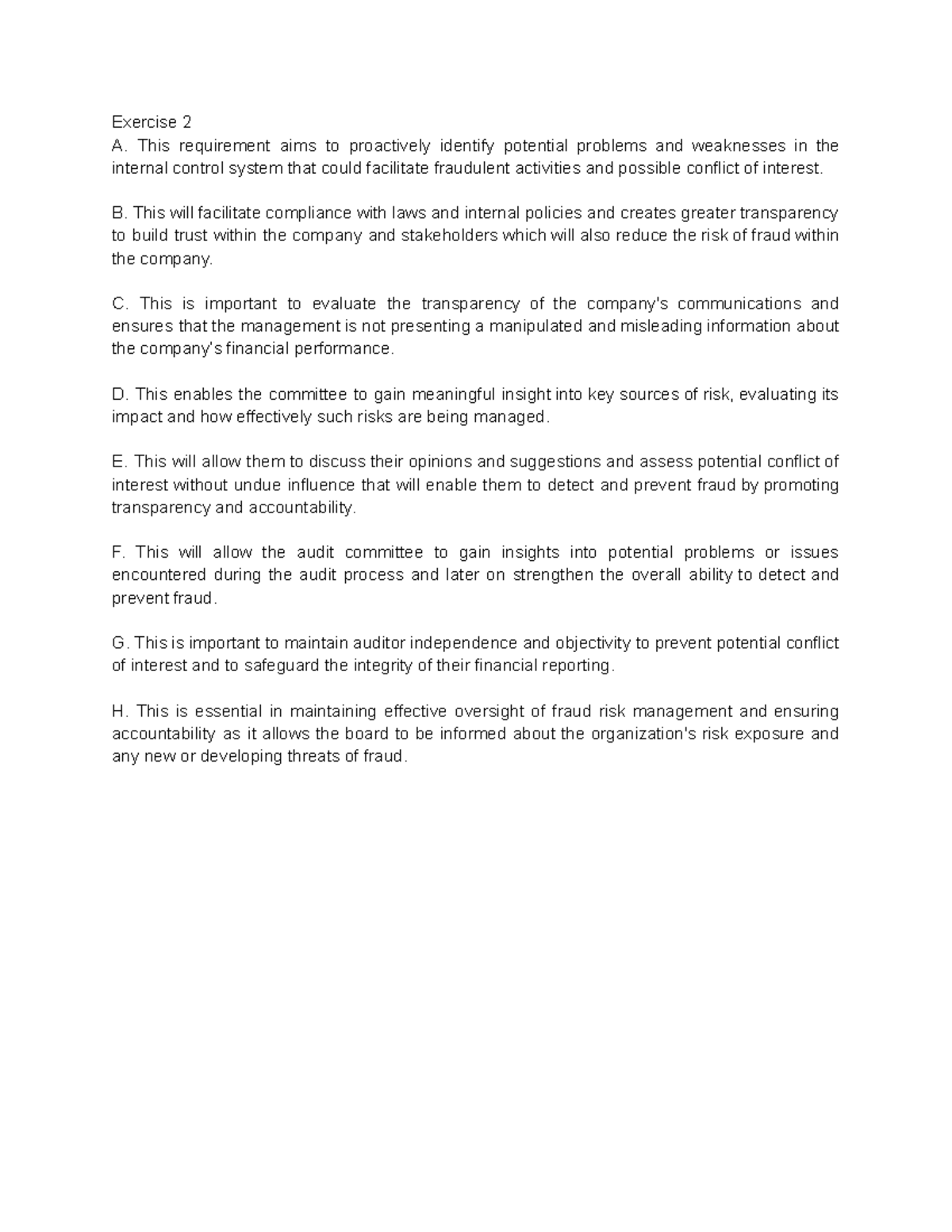 Corporate Governance: Identifying Fraud Risks and Controls E2 - Studocu