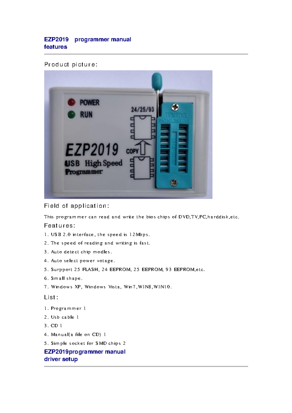 EZP2019 Programmer Manual: Features & Setup Guide - Studocu