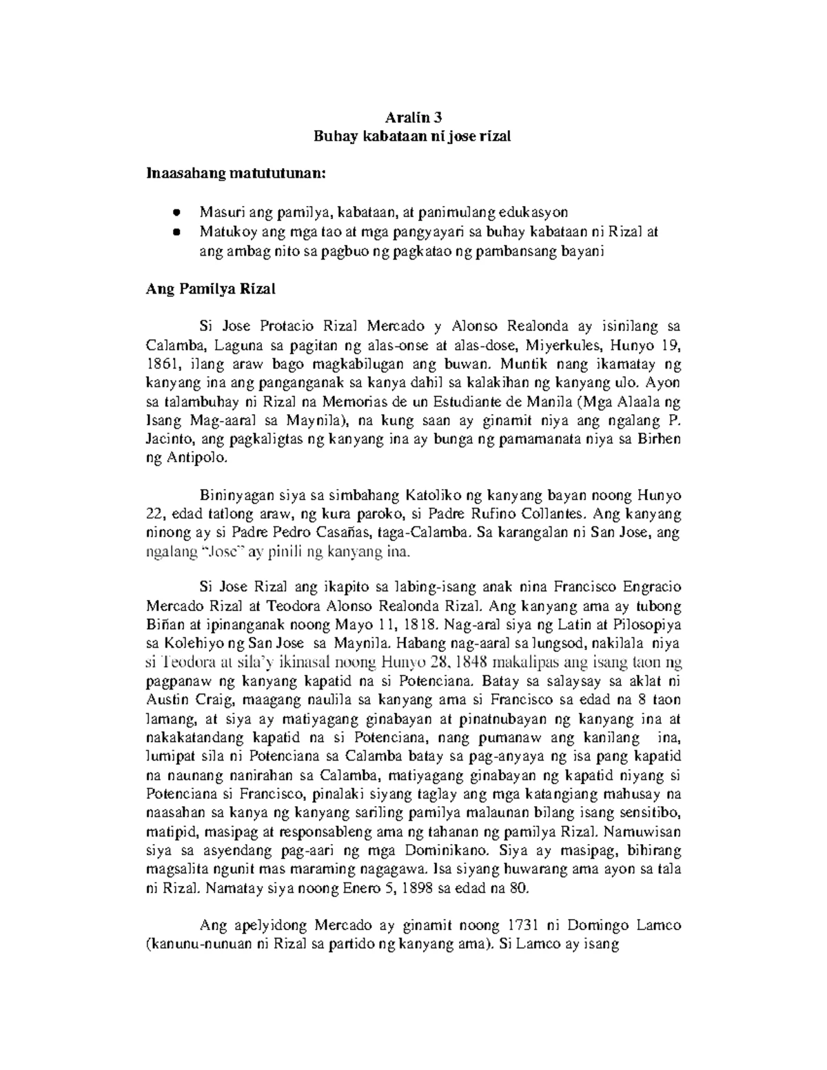 SS5 Aralin 11 (module) - KABANATA XI MGA LIHAM NI DR. JOSE P. RIZAL ...