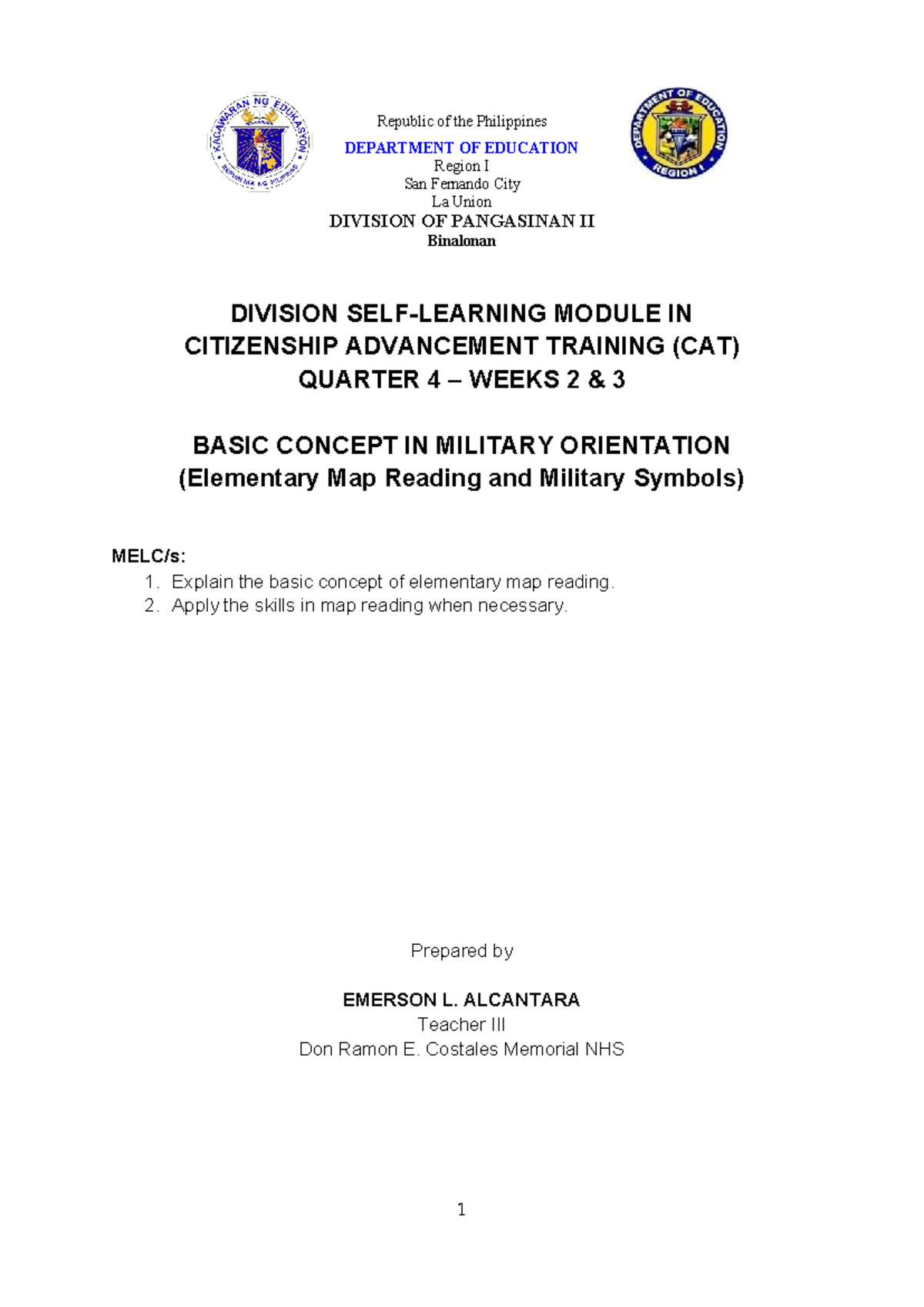 CAT Module 2 Q4: Basic Concepts in Military Orientation & Map Reading ...