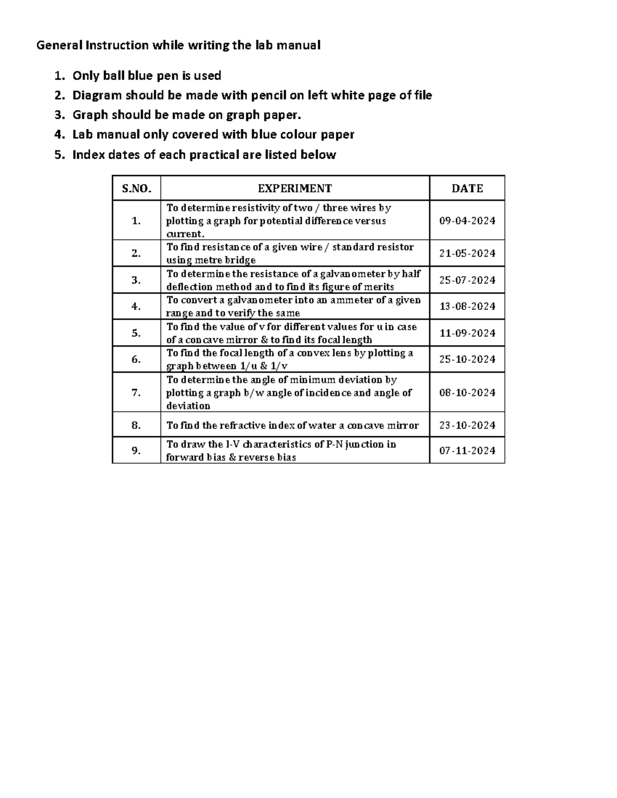 Physics Lab Manual 2025: Guidelines and Experiments - Studocu