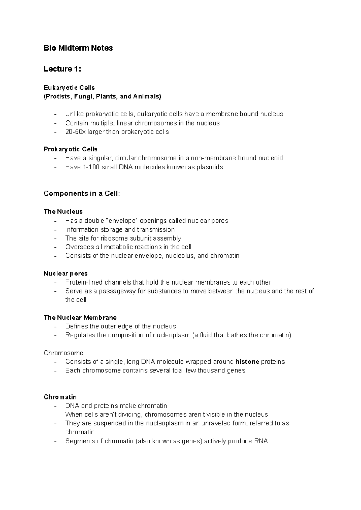 BIO LEC 1-3: Midterm Notes on Eukaryotic Cells and Membrane Dynamics ...