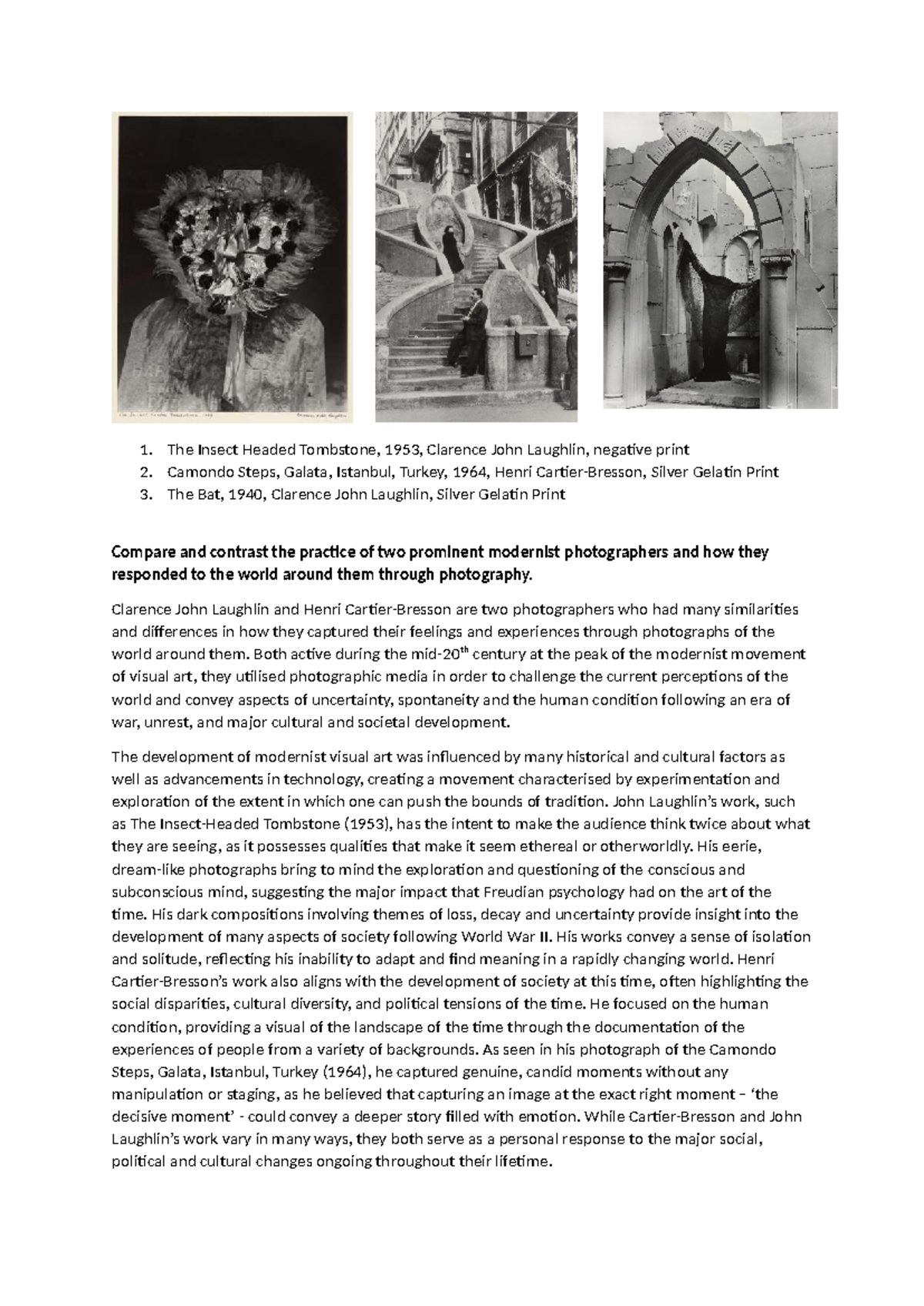 Grant Rachel Essay - Comparing Modernist Photographers: Laughlin ...