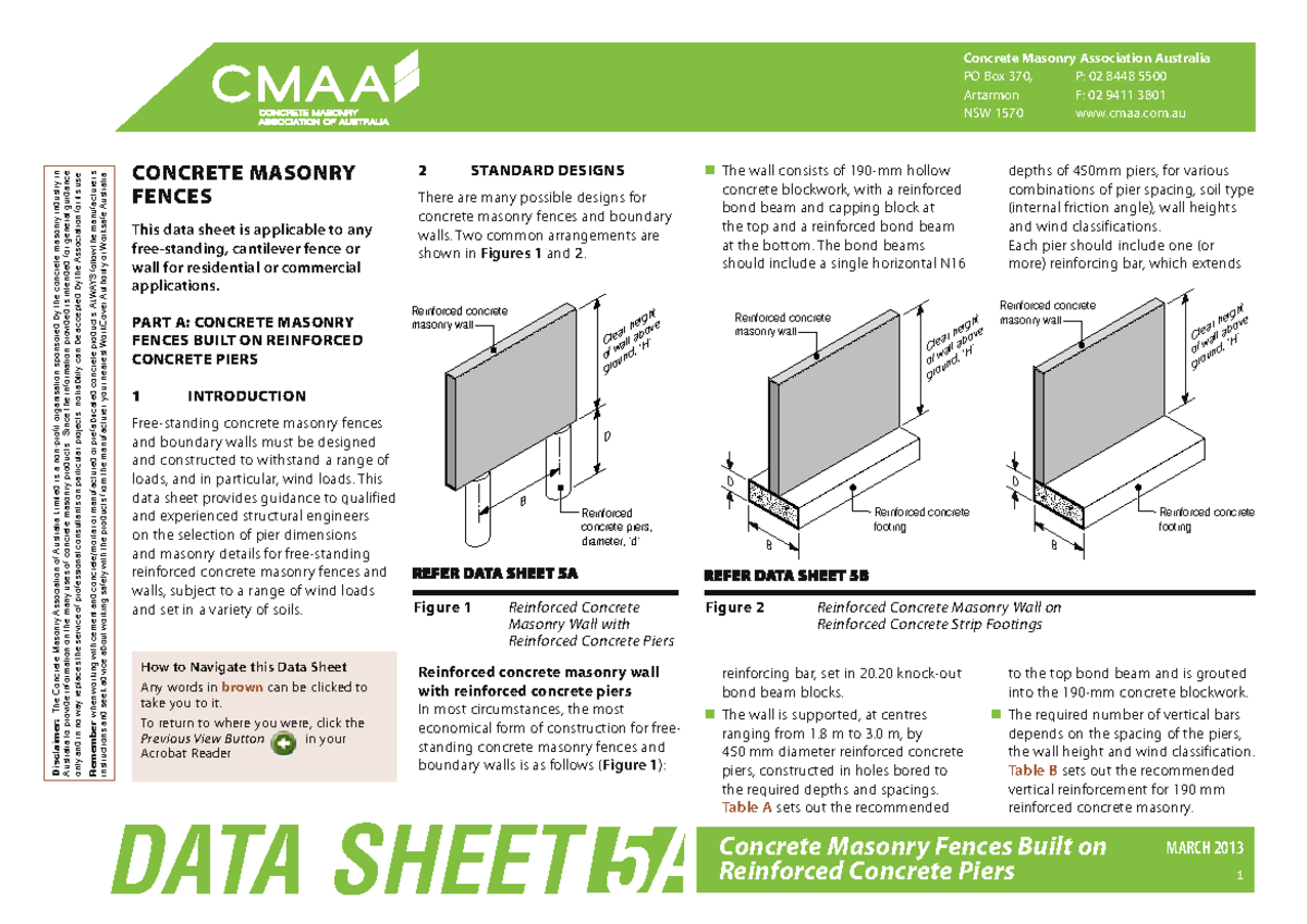 Concrete Masonry Fences Data Sheet 5A: Design & Wind Load Guidance ...