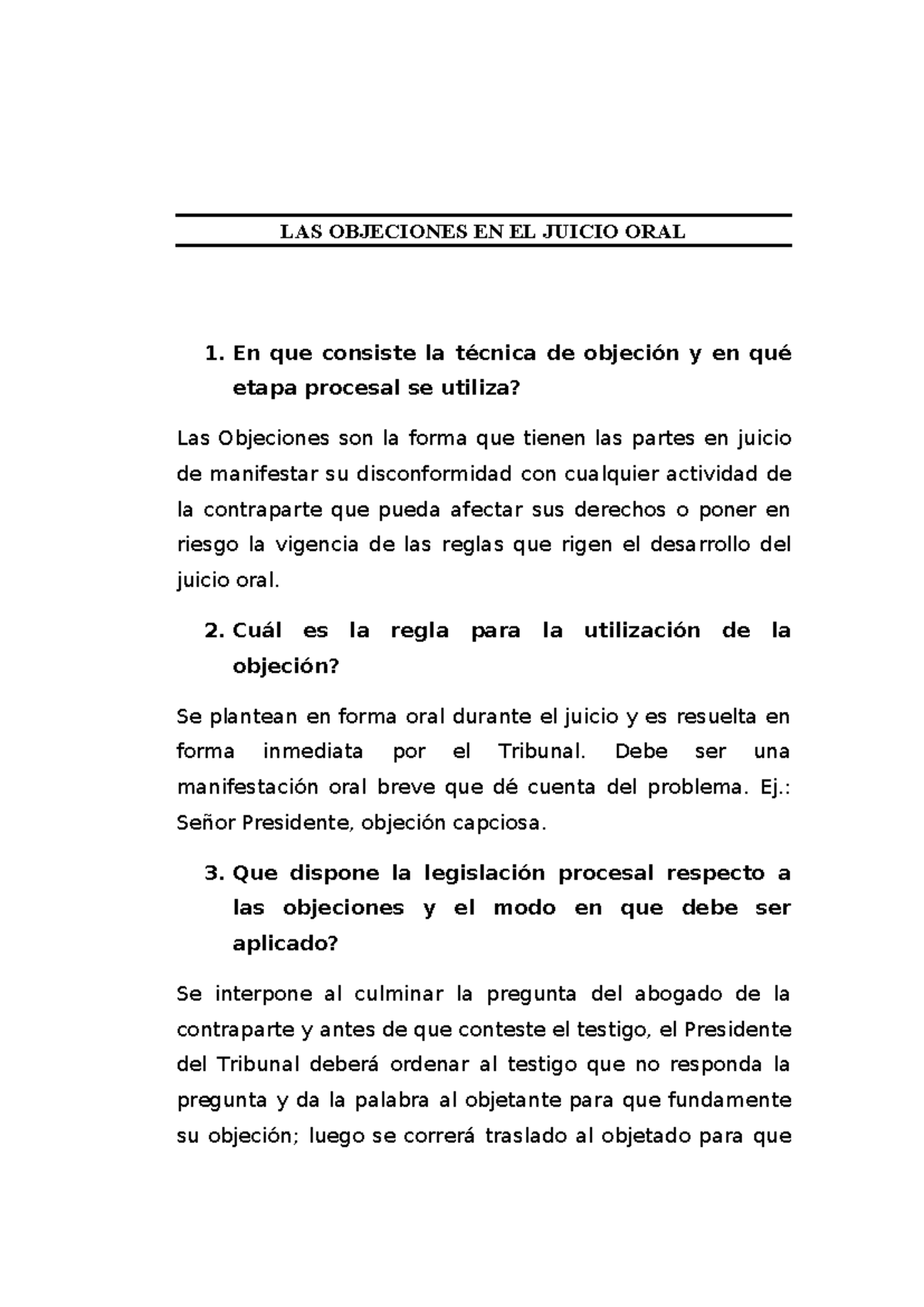 LAS Objeciones en el Juicio Oral: Guía Completa sobre Su Uso y Reglas ...