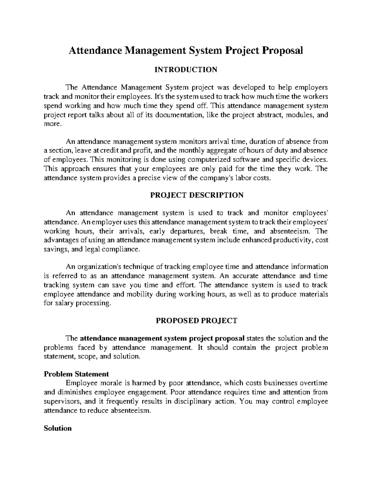 Attendance Management System Project Proposal (AMS 4) - Studocu