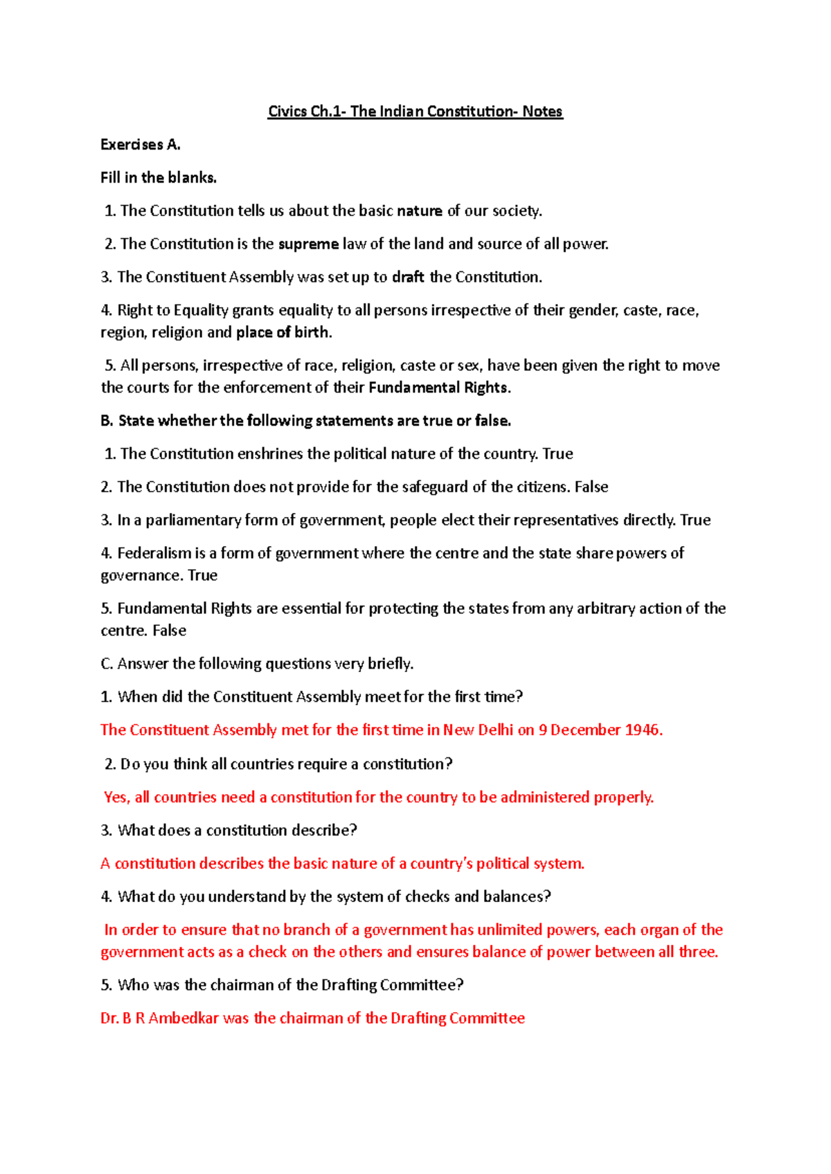 Civics Notes: Understanding the Indian Constitution and Its Principles ...