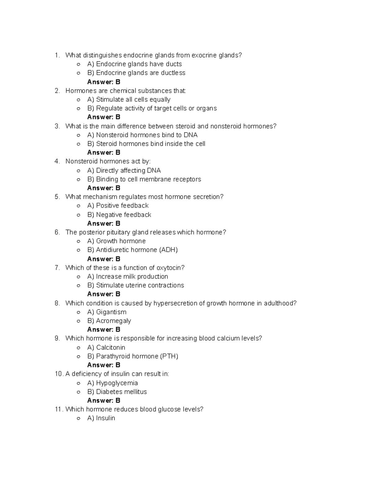 Endocrine System Test Bank: Essential Questions & Answers - Studocu