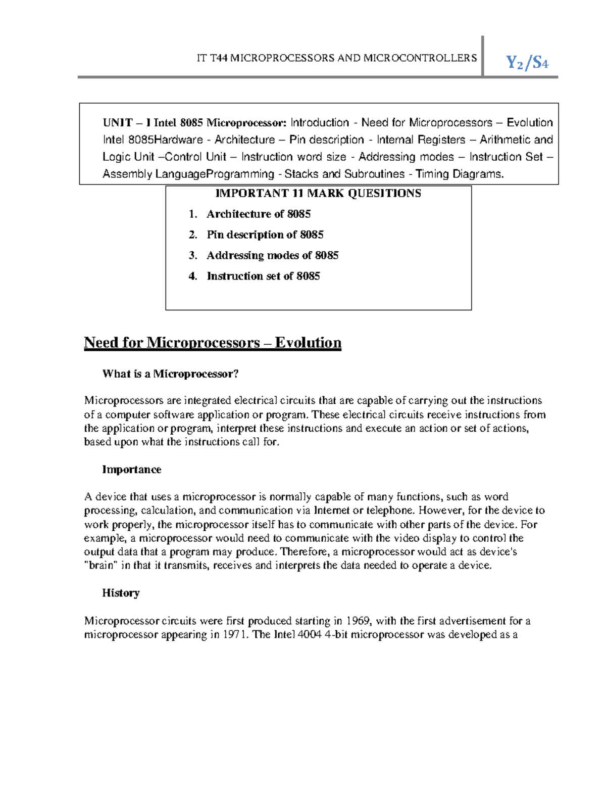 MPMC(U1) - Microprocessors & Microcontrollers: Lecture Notes on 8085 ...