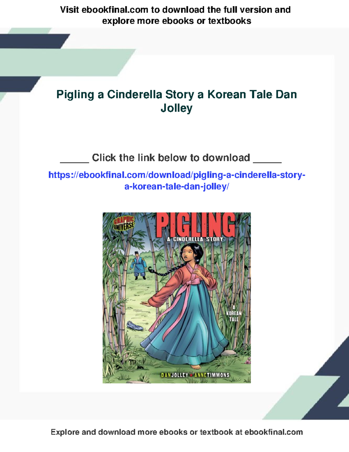 Pigling: A Korean Cinderella Story by Dan Jolley - eBook Download - Studocu
