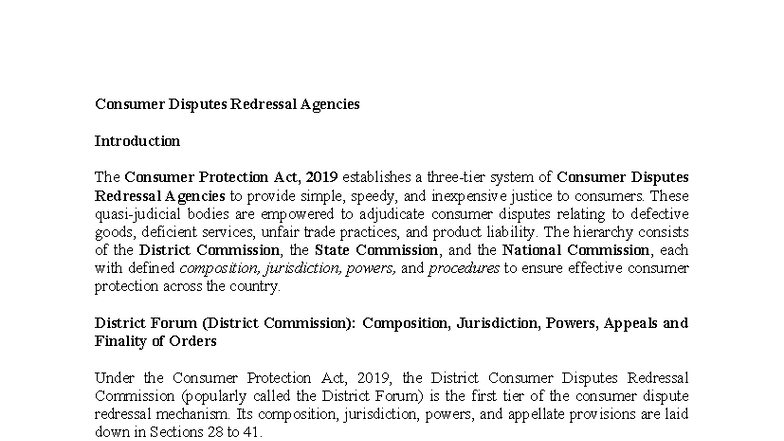 Consumer Disputes Redressal Agencies: Overview & Powers under CPA 2019 ...