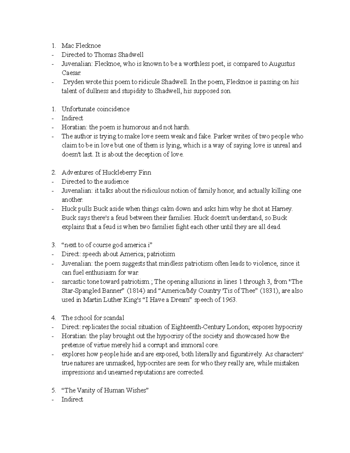 Satire in Literature: Analyzing Various Works and Themes - Studocu